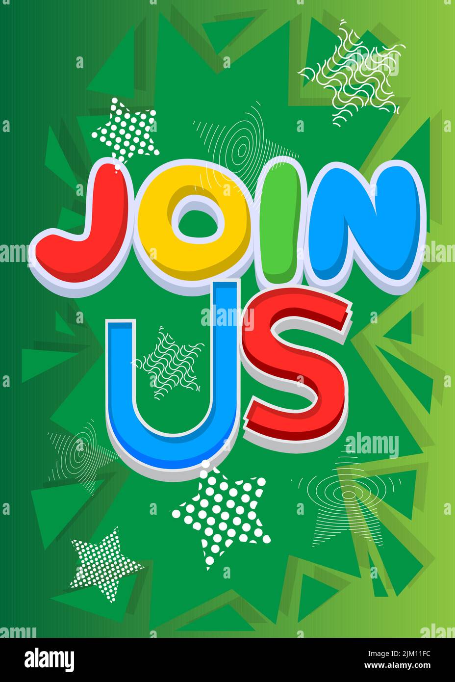 Join Us. Word written with Children's font in cartoon style Stock ...