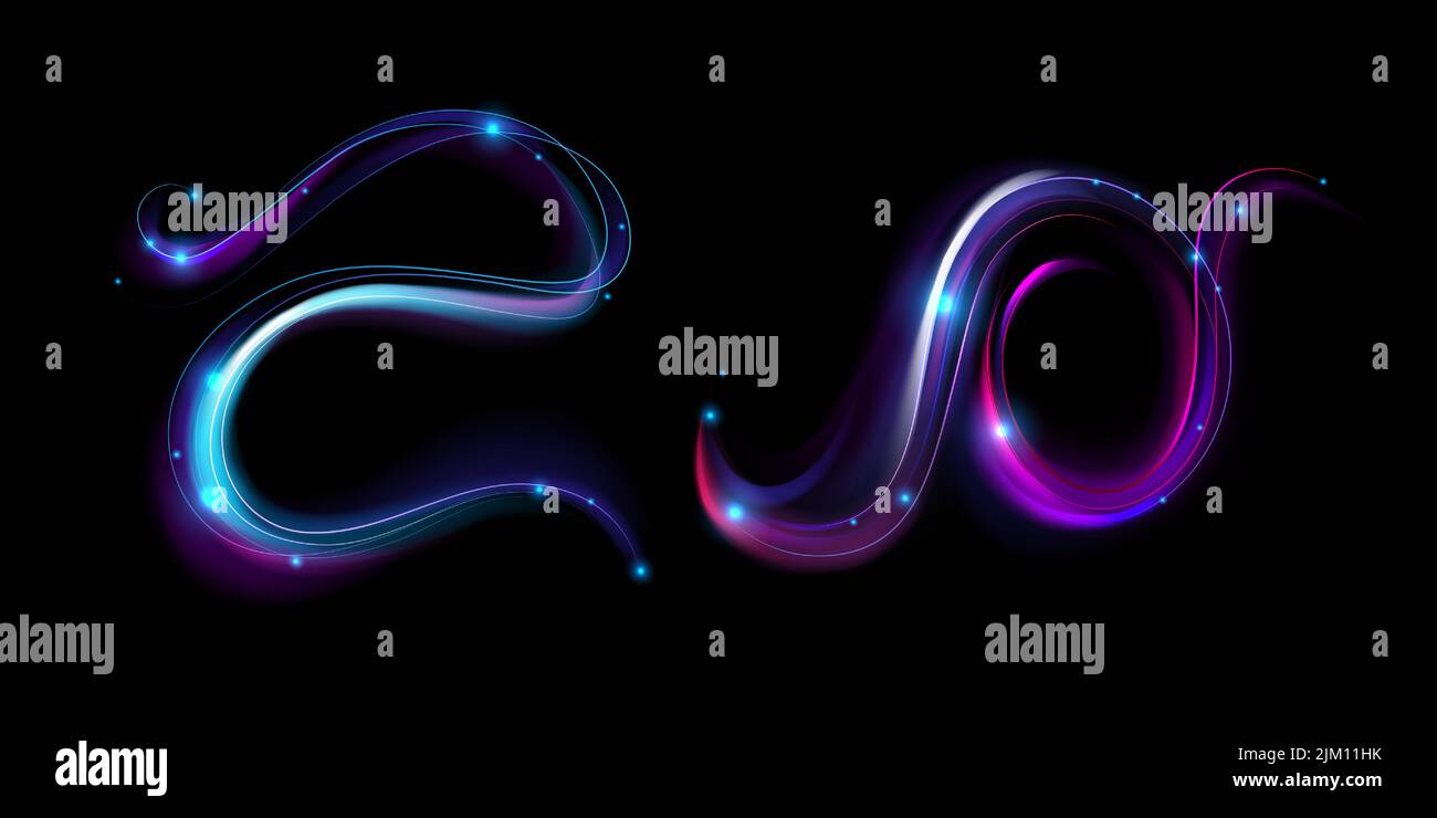 Neon magic swirl, wind effect purple twirl with stars and sparkles ...