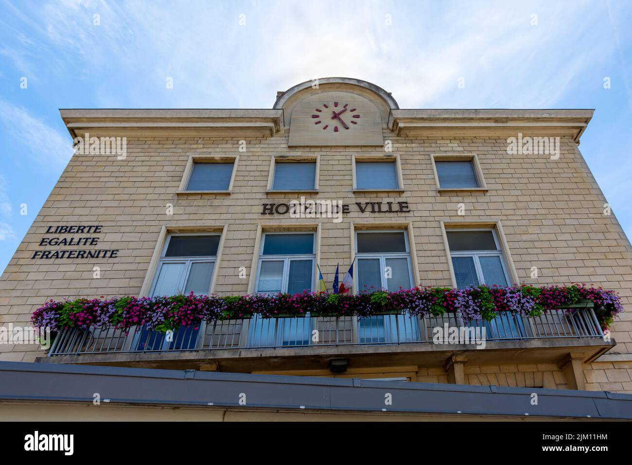Exterior view of the city hall of Bures-sur-Yvette, France, a town ...