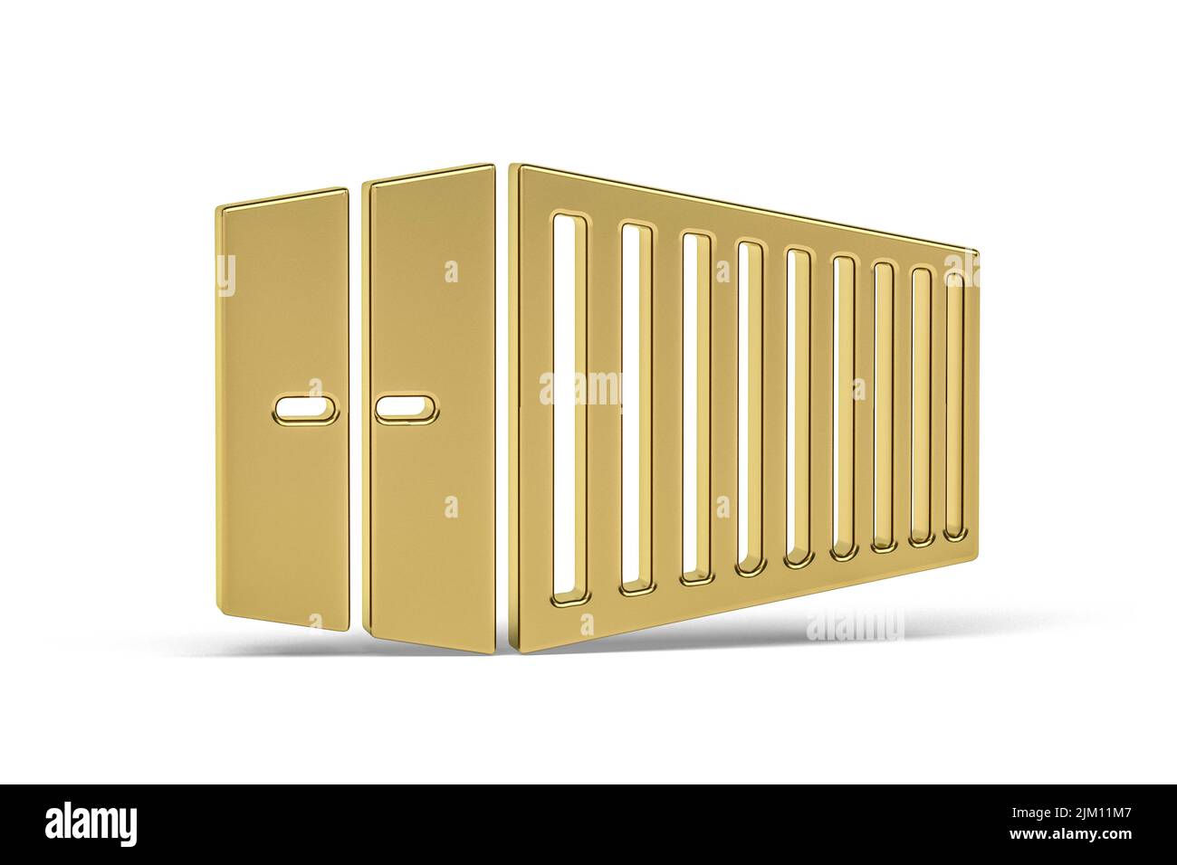 Golden 3d cargo container icon isolated on white background - 3d render ...