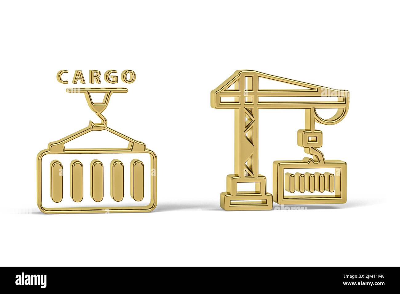 Golden 3d cargo container icon isolated on white background - 3d render ...
