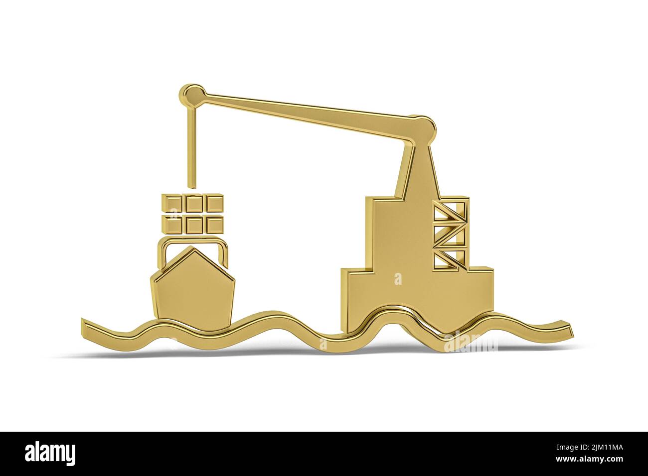 Golden 3d cargo container icon isolated on white background - 3d render ...