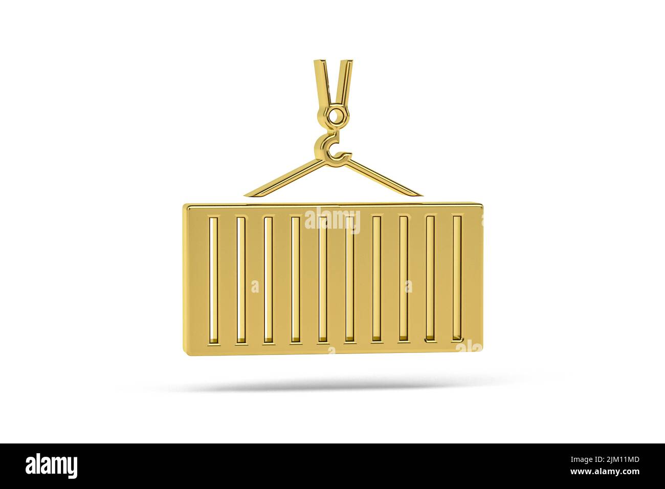 Golden 3d cargo container icon isolated on white background - 3d render ...
