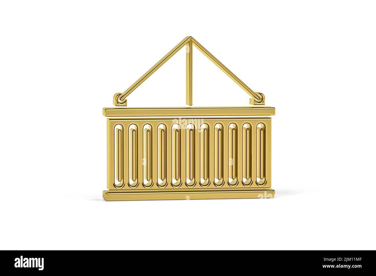 Golden 3d cargo container icon isolated on white background - 3d render ...