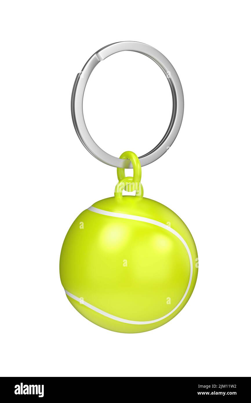 Keychain with tennis ball isolated on white background Stock Photo - Alamy