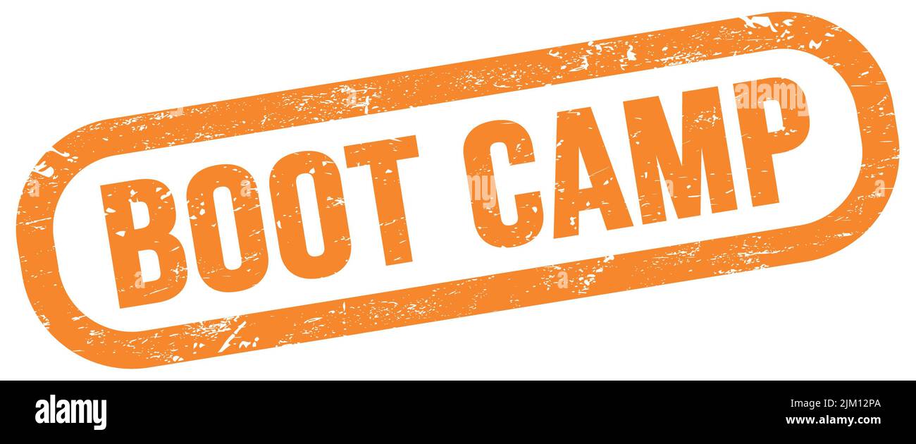 BOOT CAMP, text on orange rectangle stamp sign Stock Photo - Alamy