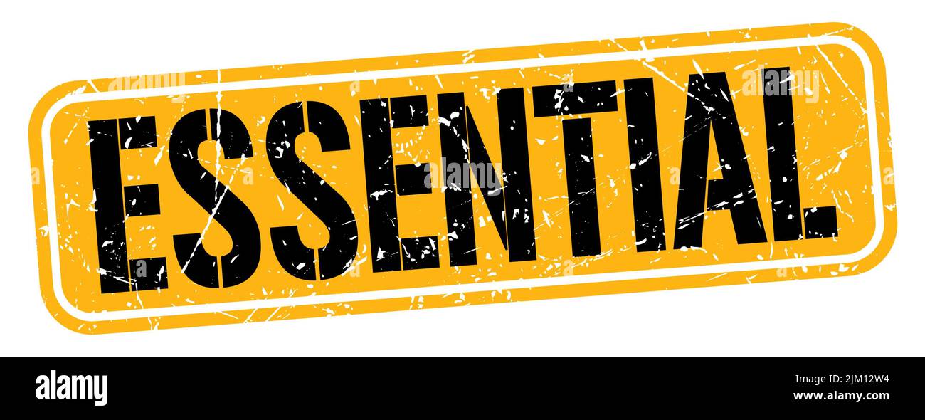 ESSENTIAL text written on orange-black grungy stamp sign Stock Photo ...