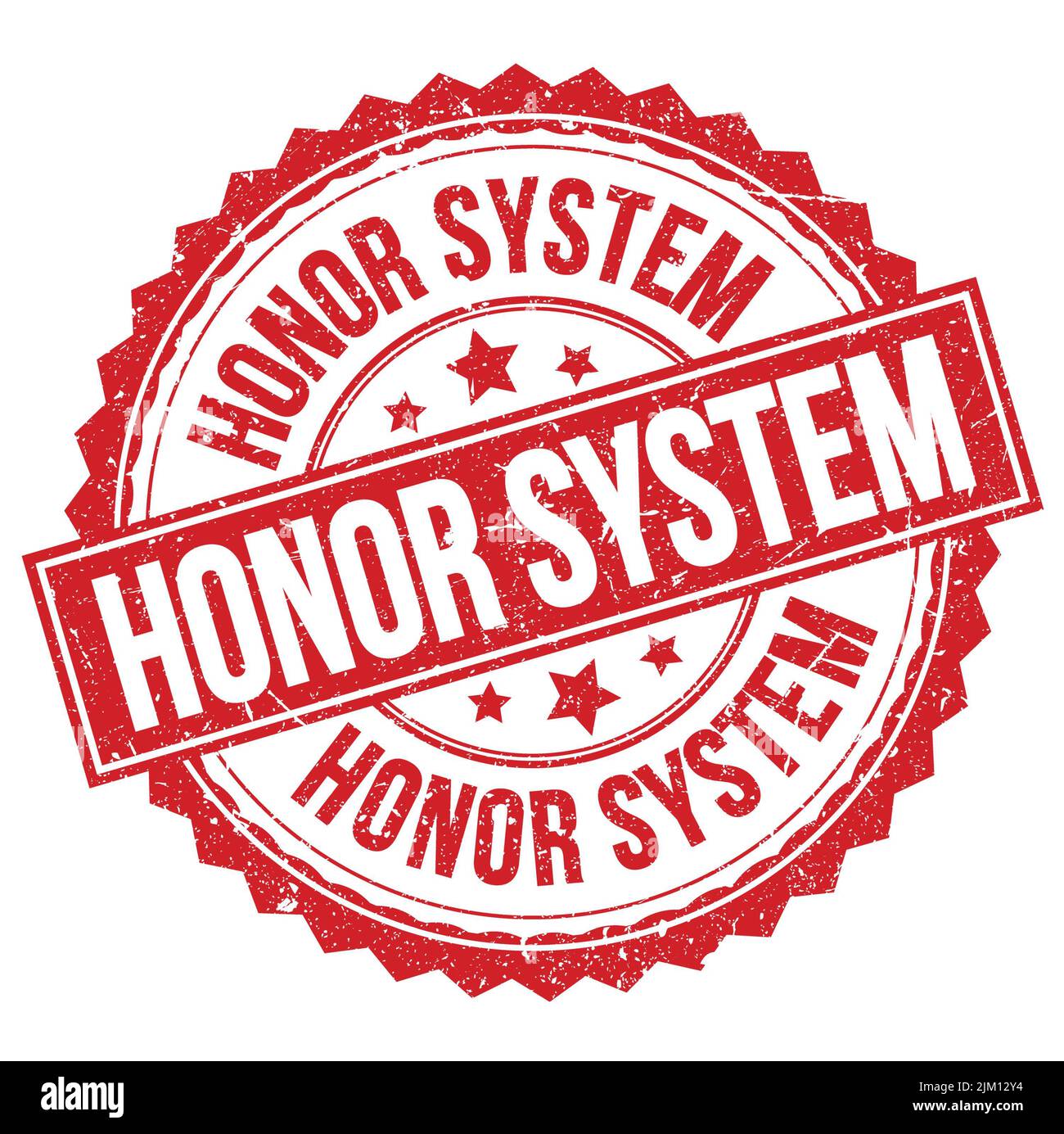 HONOR SYSTEM text written on red round stamp sign Stock Photo - Alamy