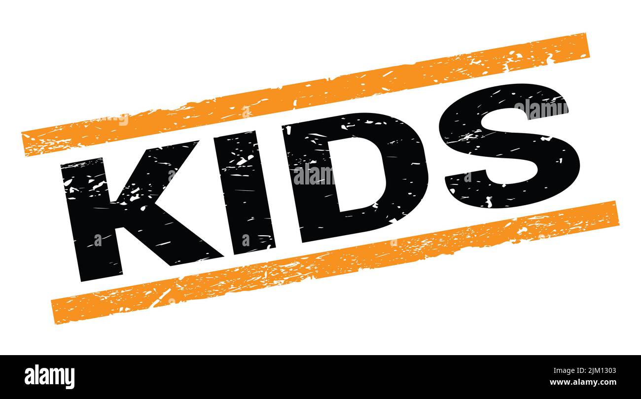 KIDS text written on orange rectangle stamp sign Stock Photo - Alamy