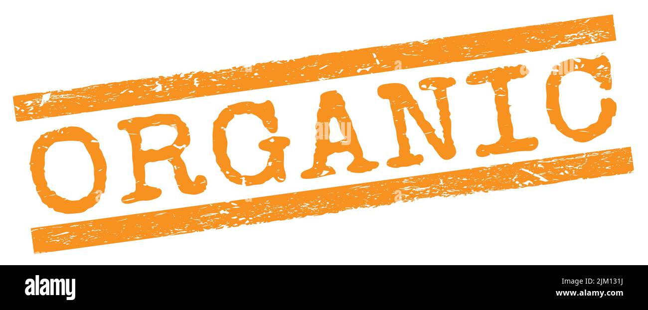 ORGANIC text written on orange grungy lines stamp sign Stock Photo - Alamy