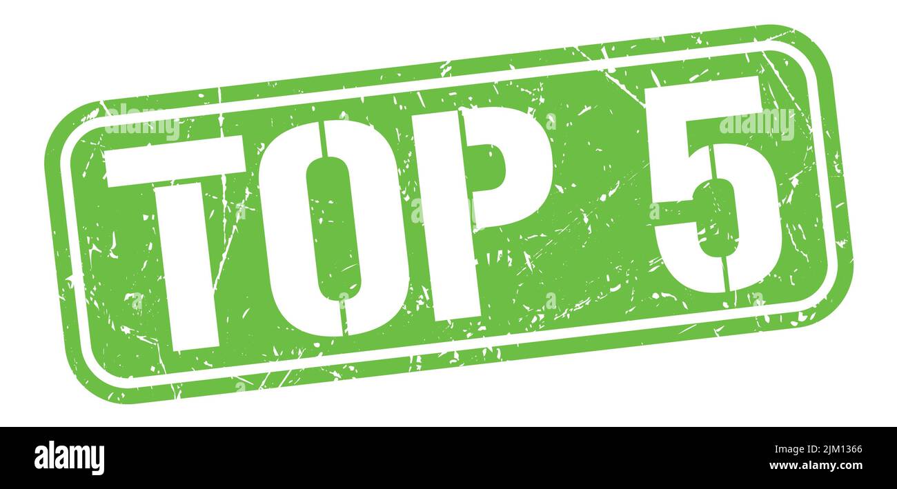 TOP 5 text written on green grungy stamp sign Stock Photo - Alamy