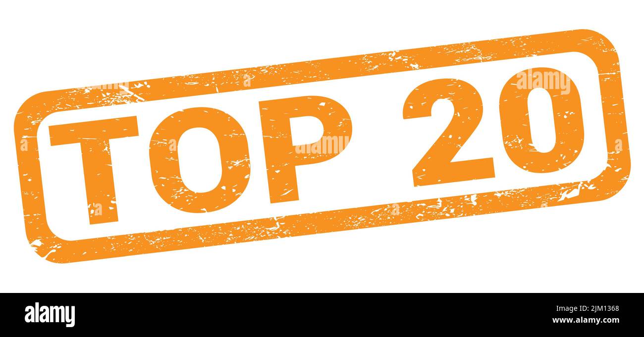 TOP 20 text written on orange rectangle stamp sign Stock Photo - Alamy