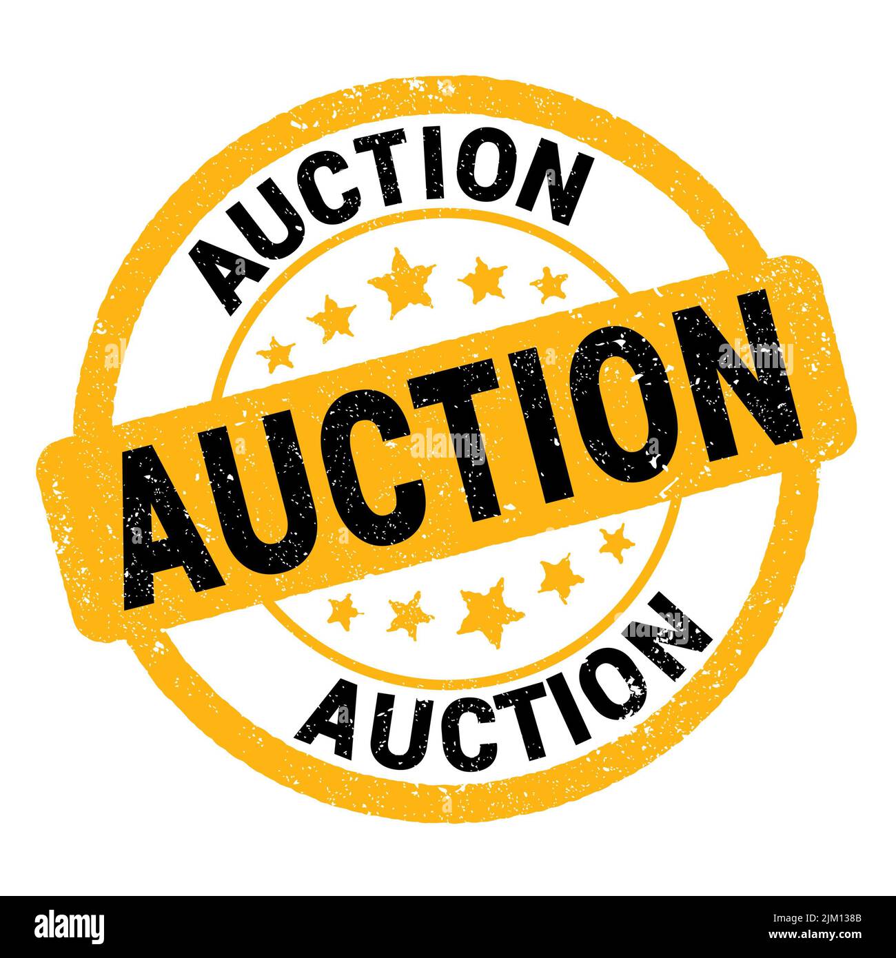 AUCTION text written on yellow-black grungy stamp sign Stock Photo - Alamy