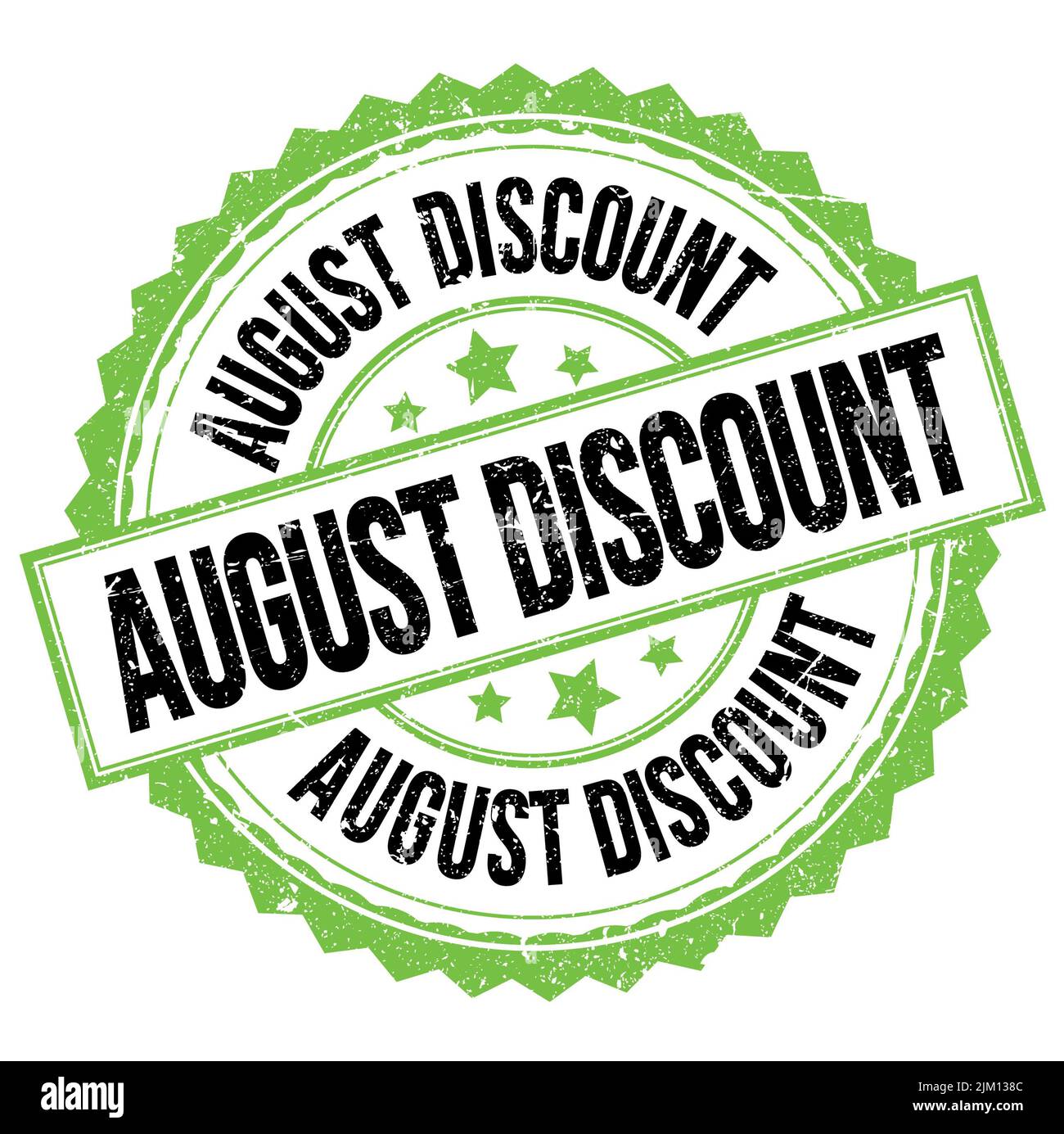 AUGUST DISCOUNT text written on green-black round stamp sign Stock ...