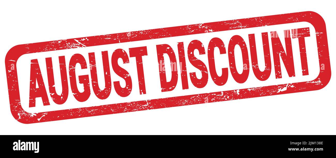 AUGUST DISCOUNT text written on red rectangle stamp sign Stock Photo ...