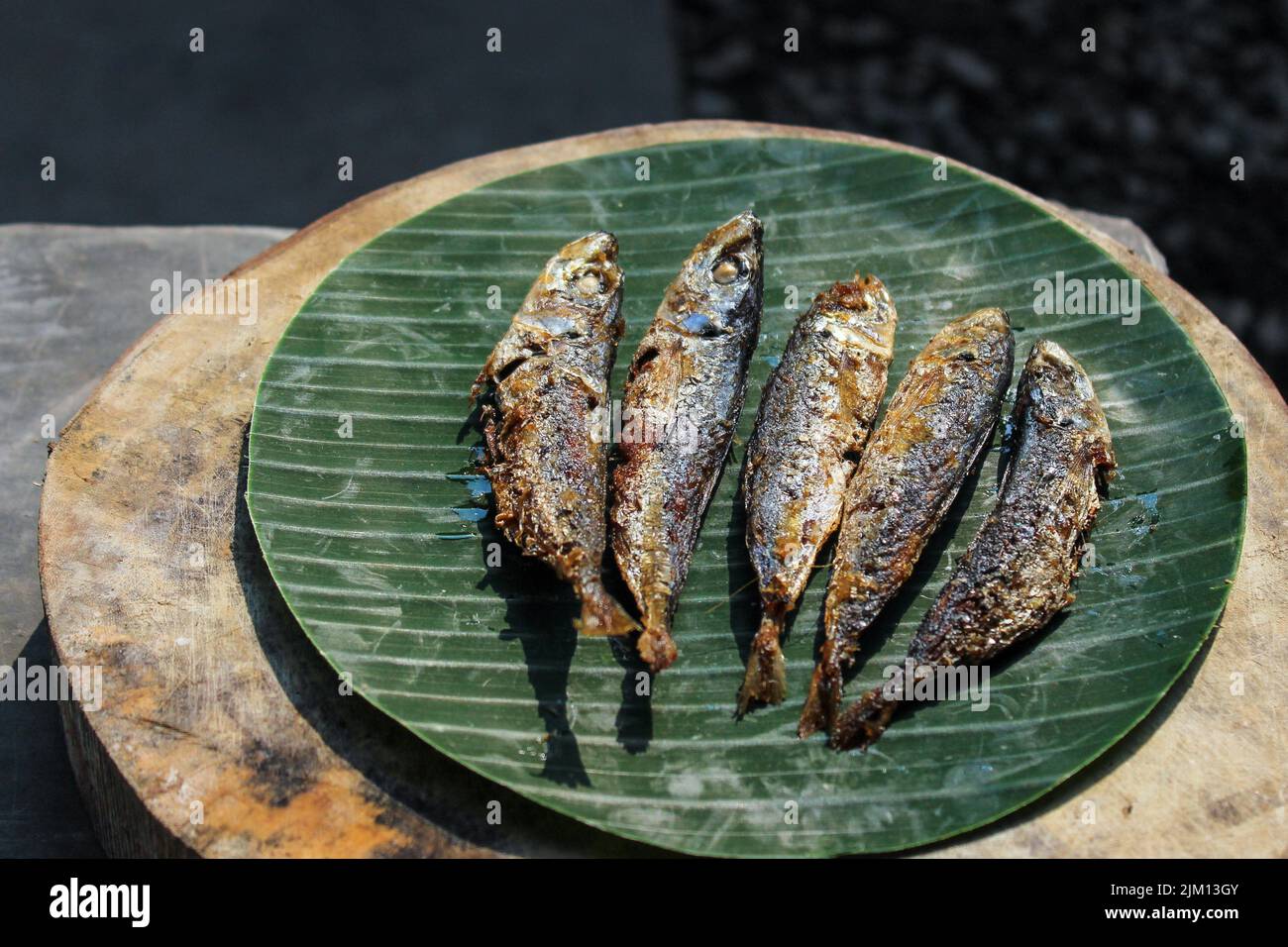 indonesian authentic food fried salted fish or ikan asin gereh on ...