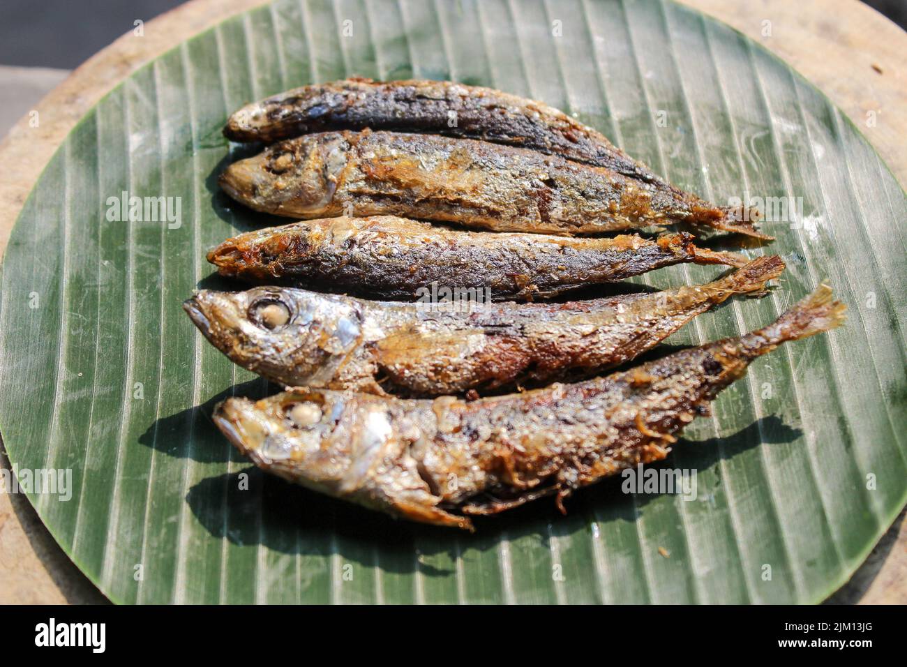 indonesian authentic food fried salted fish or ikan asin gereh on ...