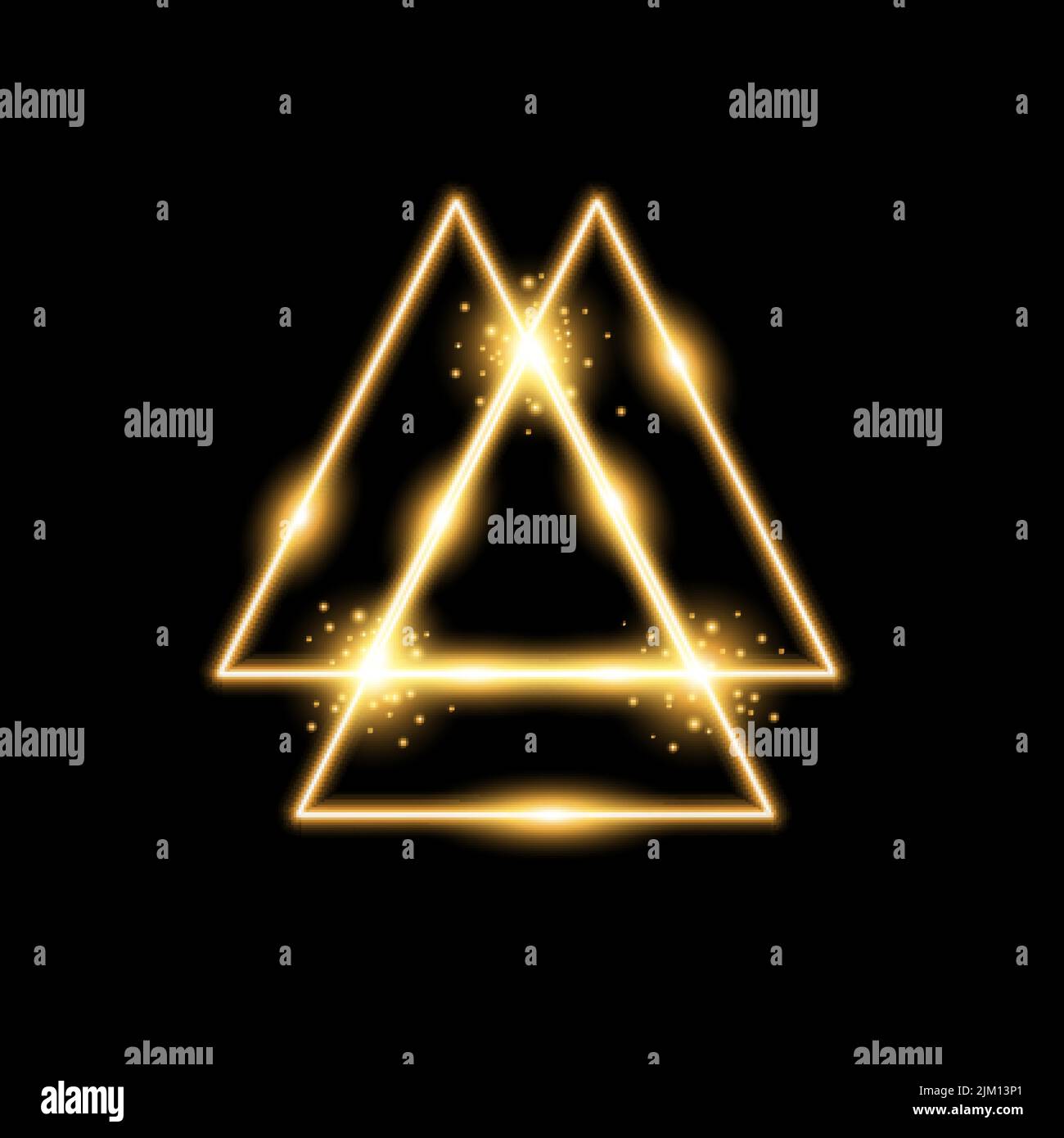 triangle light effect, laser, sparks, neon lights on black background ...