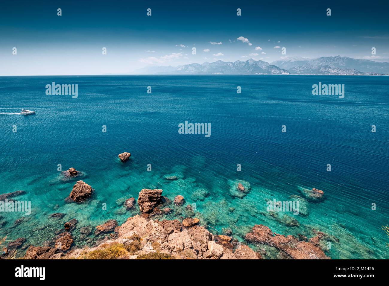 Aerial scenic panoramic seascape view from a high cliff. Vacation ...