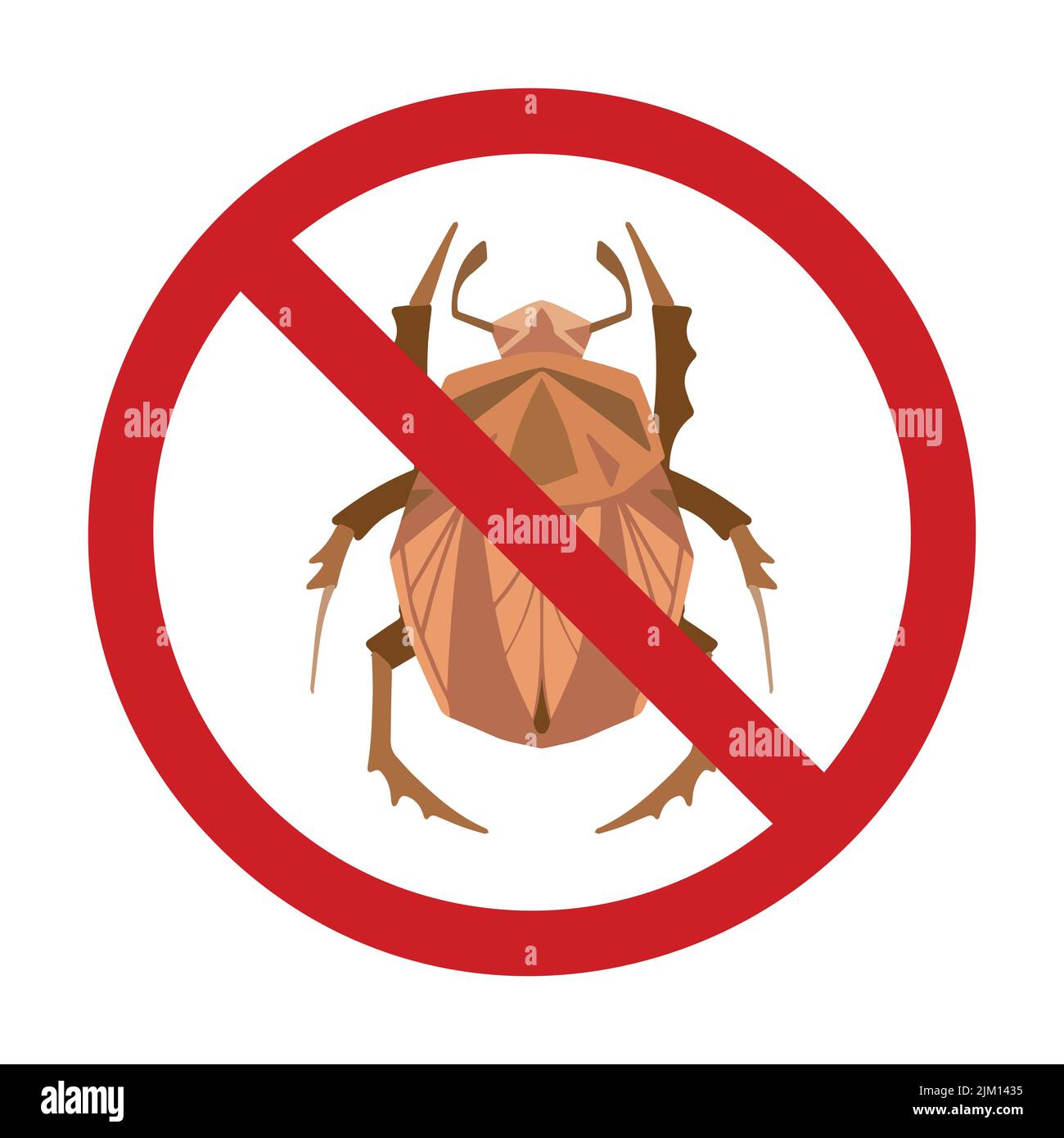 Vector prohibition sign with a mite. Danger of being bitten by insects ...