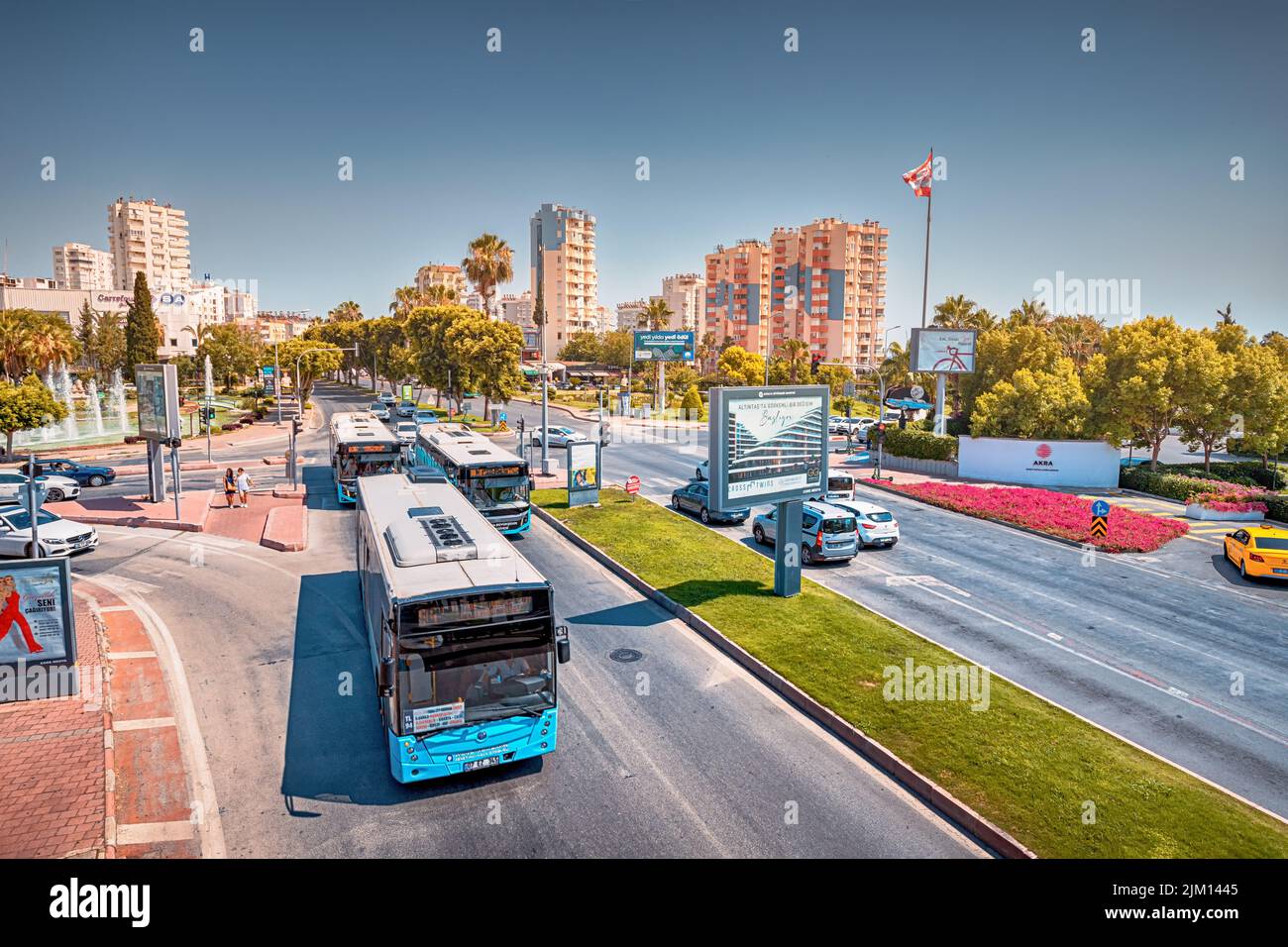 23 June 2022, Antalya, Turkey: Urban public transport bus with ...