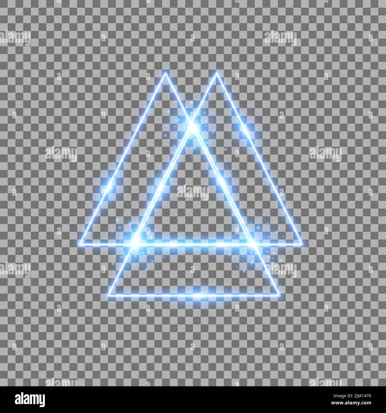 triangle light effect, laser, sparks, neon lights on transparent ...