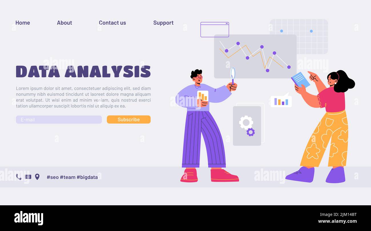Data analysis landing page, business analysts characters research ...