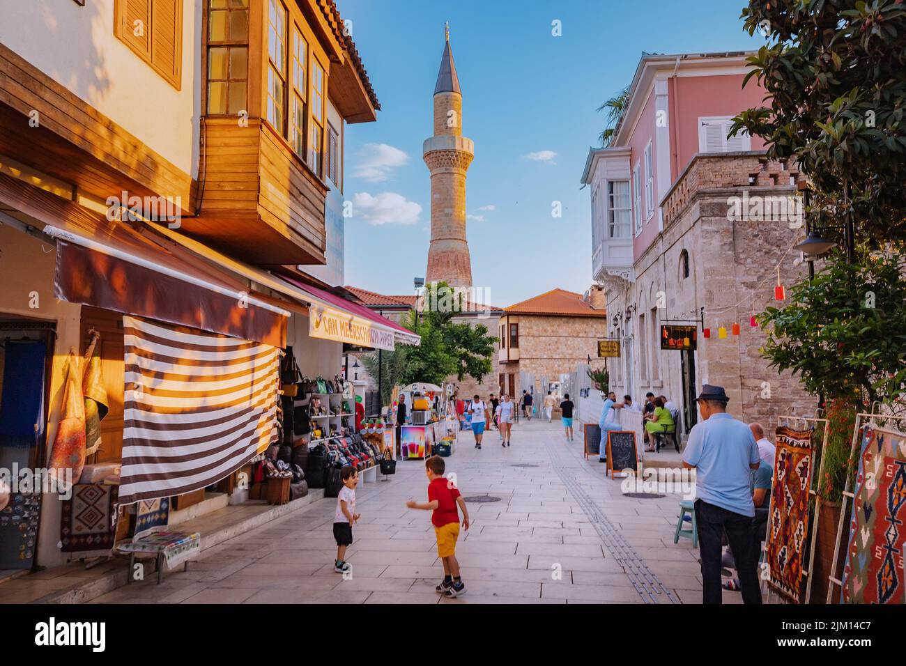 21 June 2022, Antalya, Turkey: Crowd of tourist walking in Antalya old ...