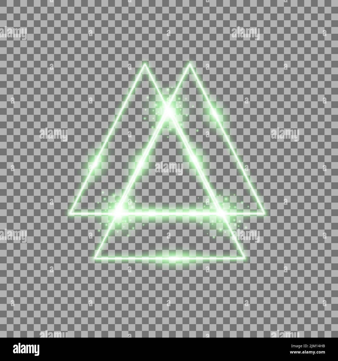 triangle light effect, laser, sparks, neon lights on transparent ...