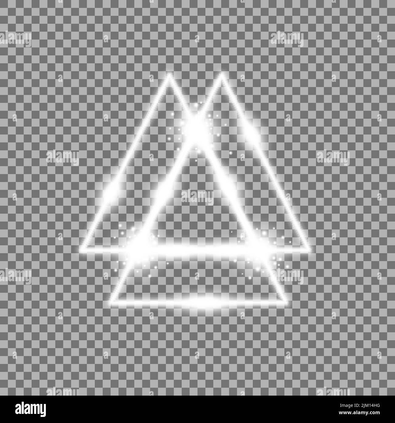 triangle light effect, laser, sparks, neon lights on transparent ...