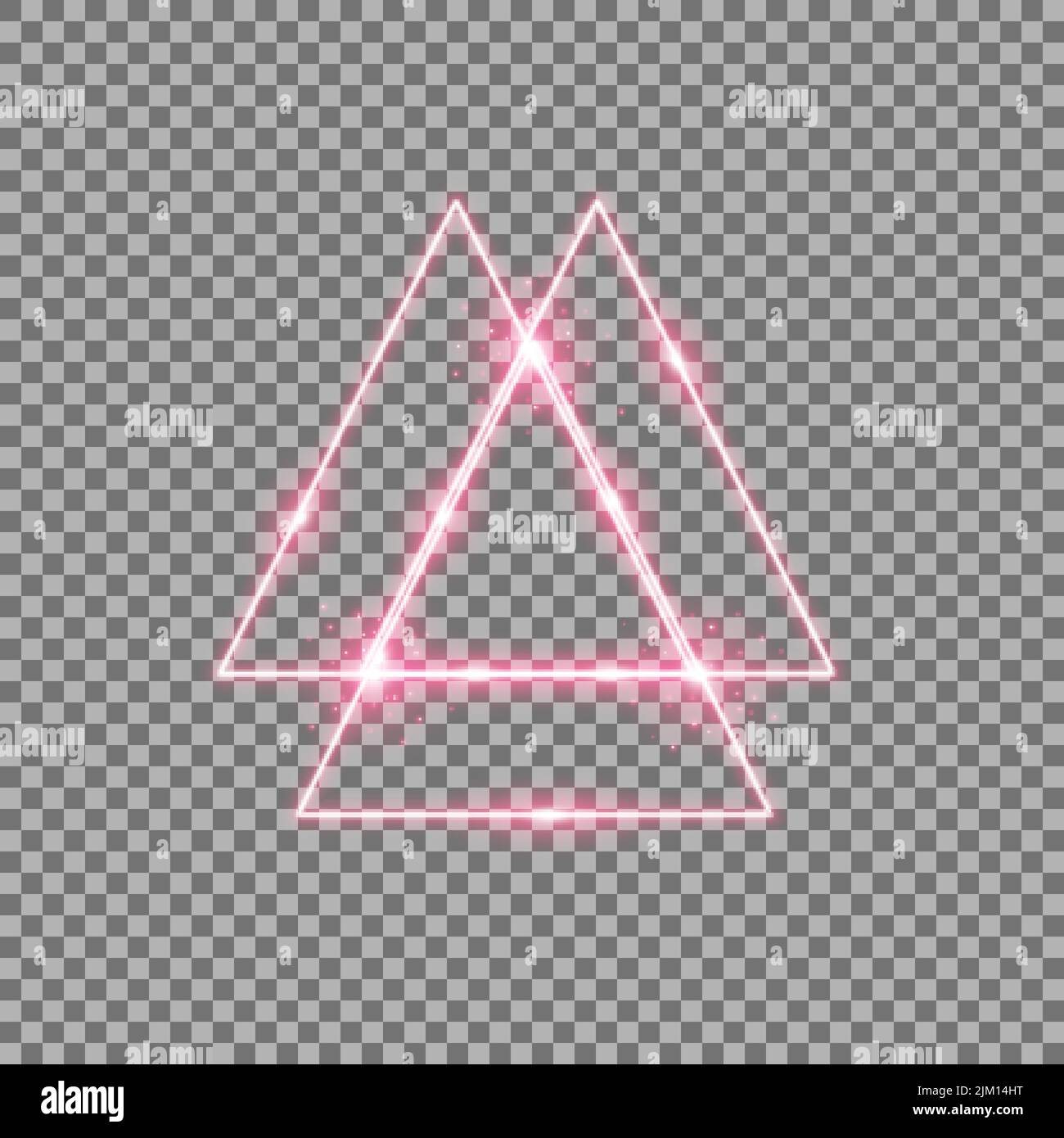 triangle light effect, laser, sparks, neon lights on transparent ...