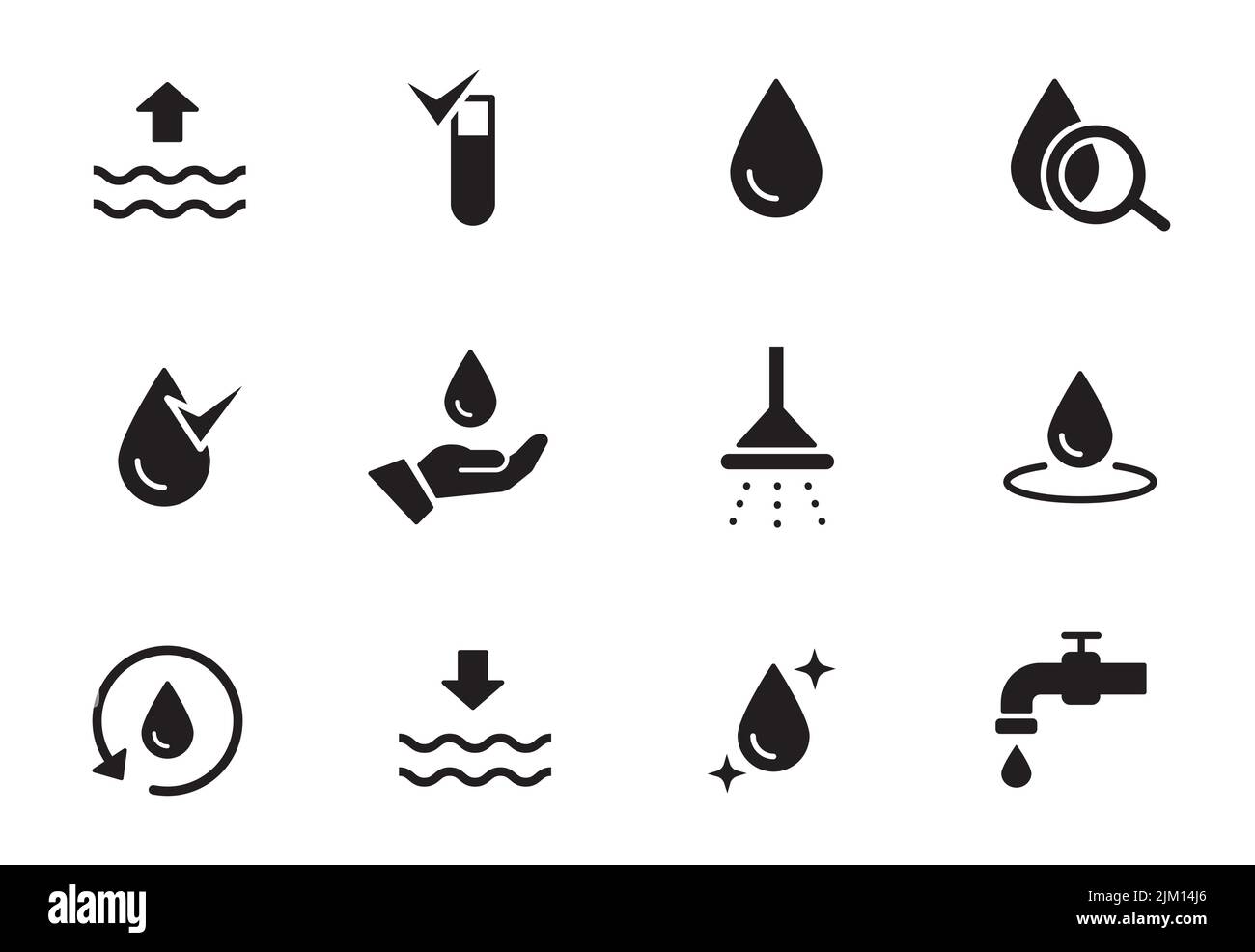 Water drop pictogram icon set. Eco, recycle water, sea care icon. Solid ...