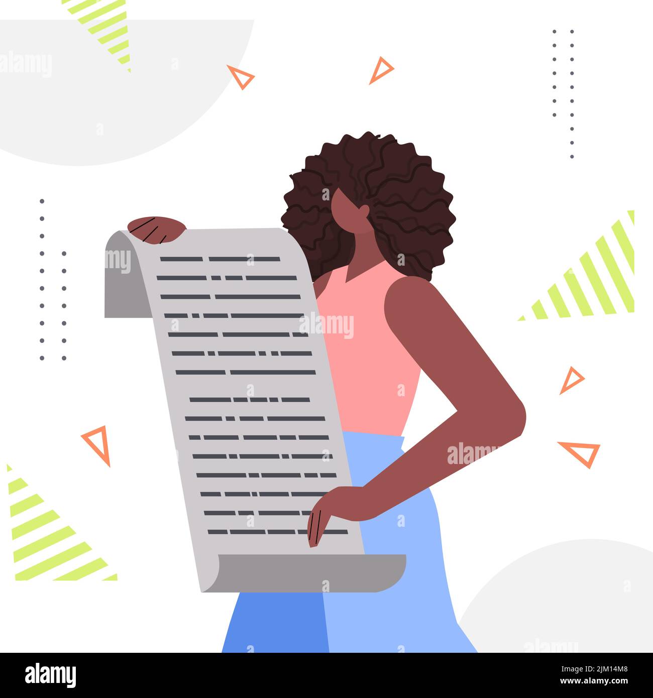 woman reading paper letter new mail message communication concept Stock ...