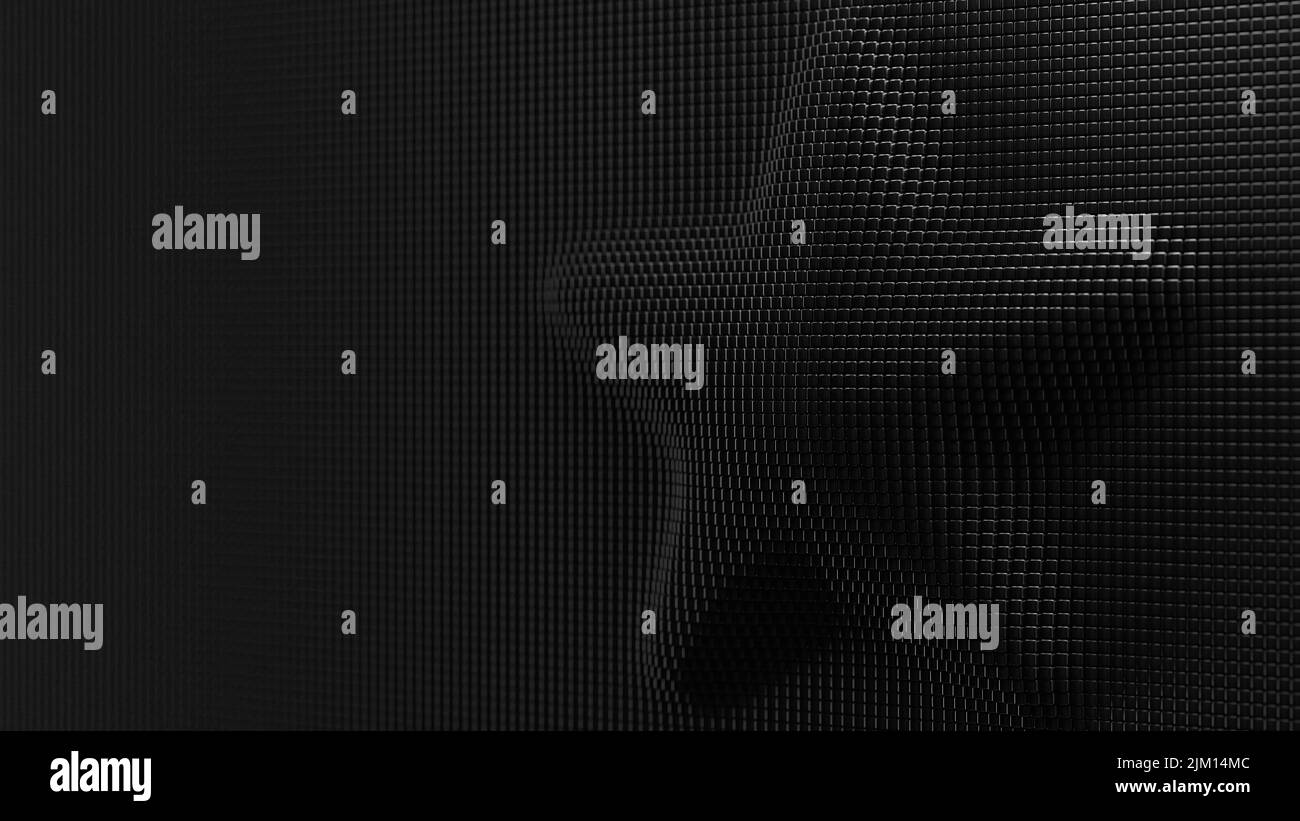 Black pin art wall with extrusion of star shape. Dark metal shiny pins ...