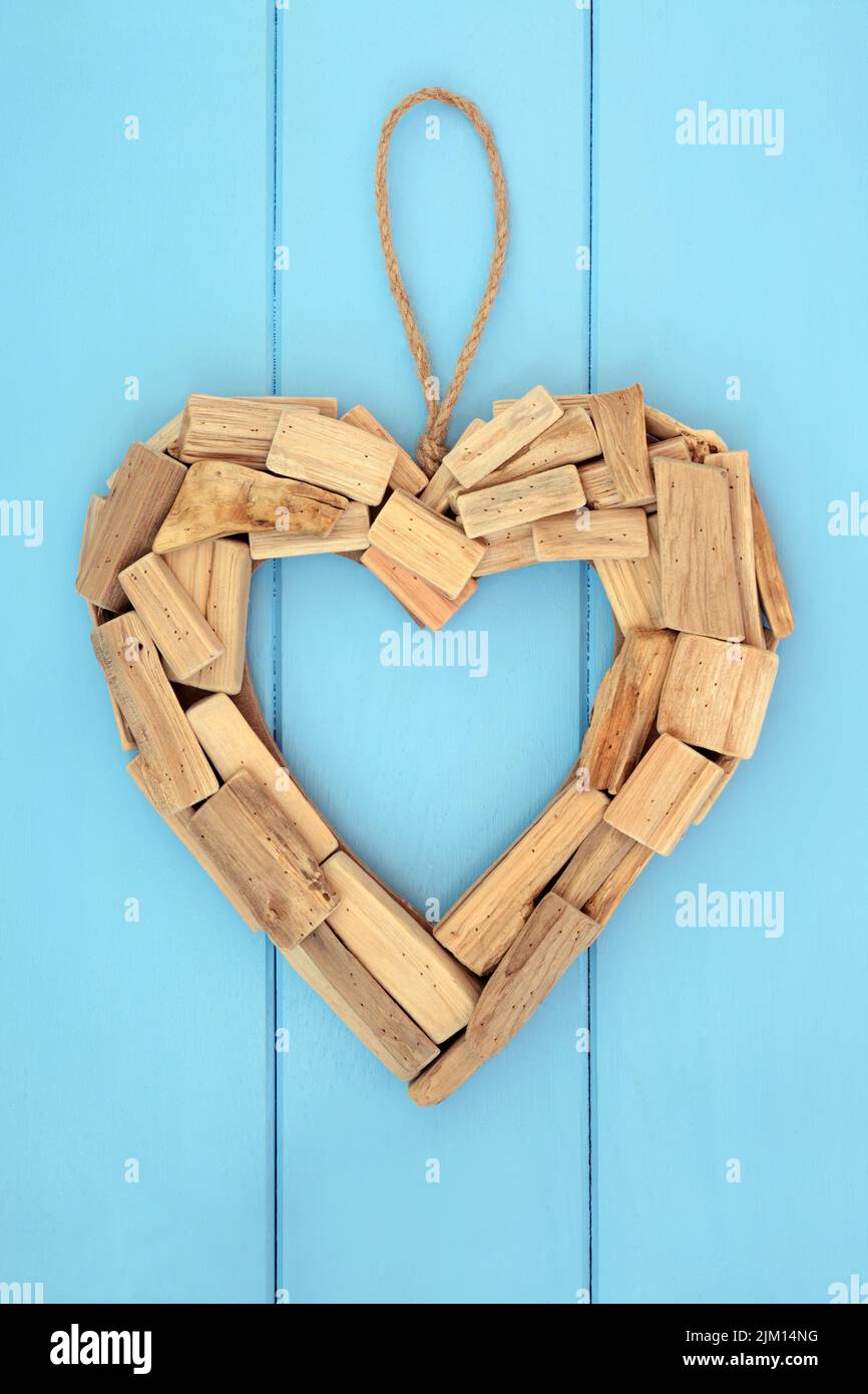 Driftwood heart shaped rustic wreath symbol of love. Natural weathered ...