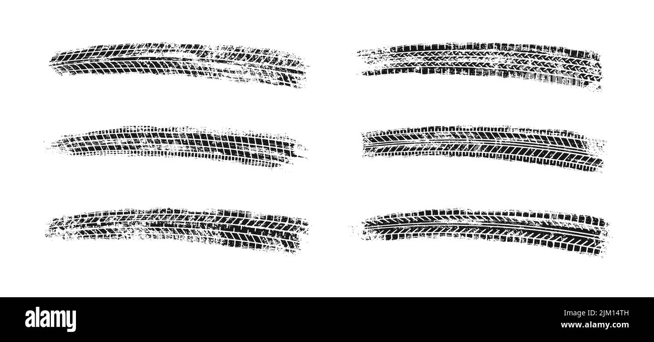 Auto tire tread grunge set. Car and motorcycle tire pattern, wheel tyre ...