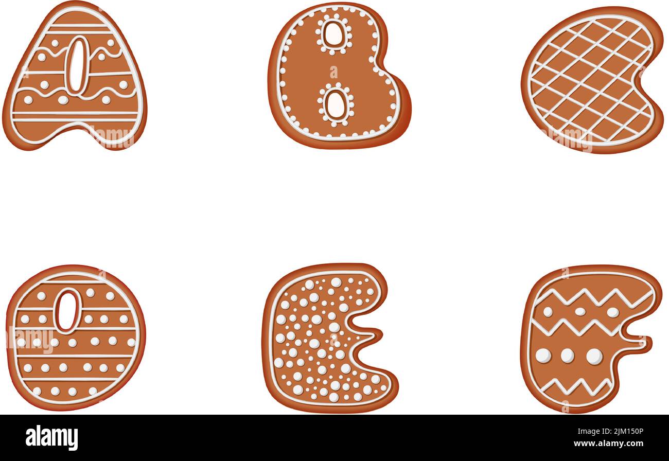 Gingerbread alphabet. Creative gingerbread typography design. Biscuit ...