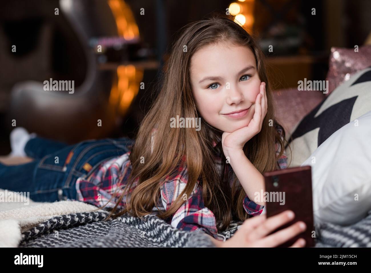 child technology addiction girl using phone Stock Photo - Alamy