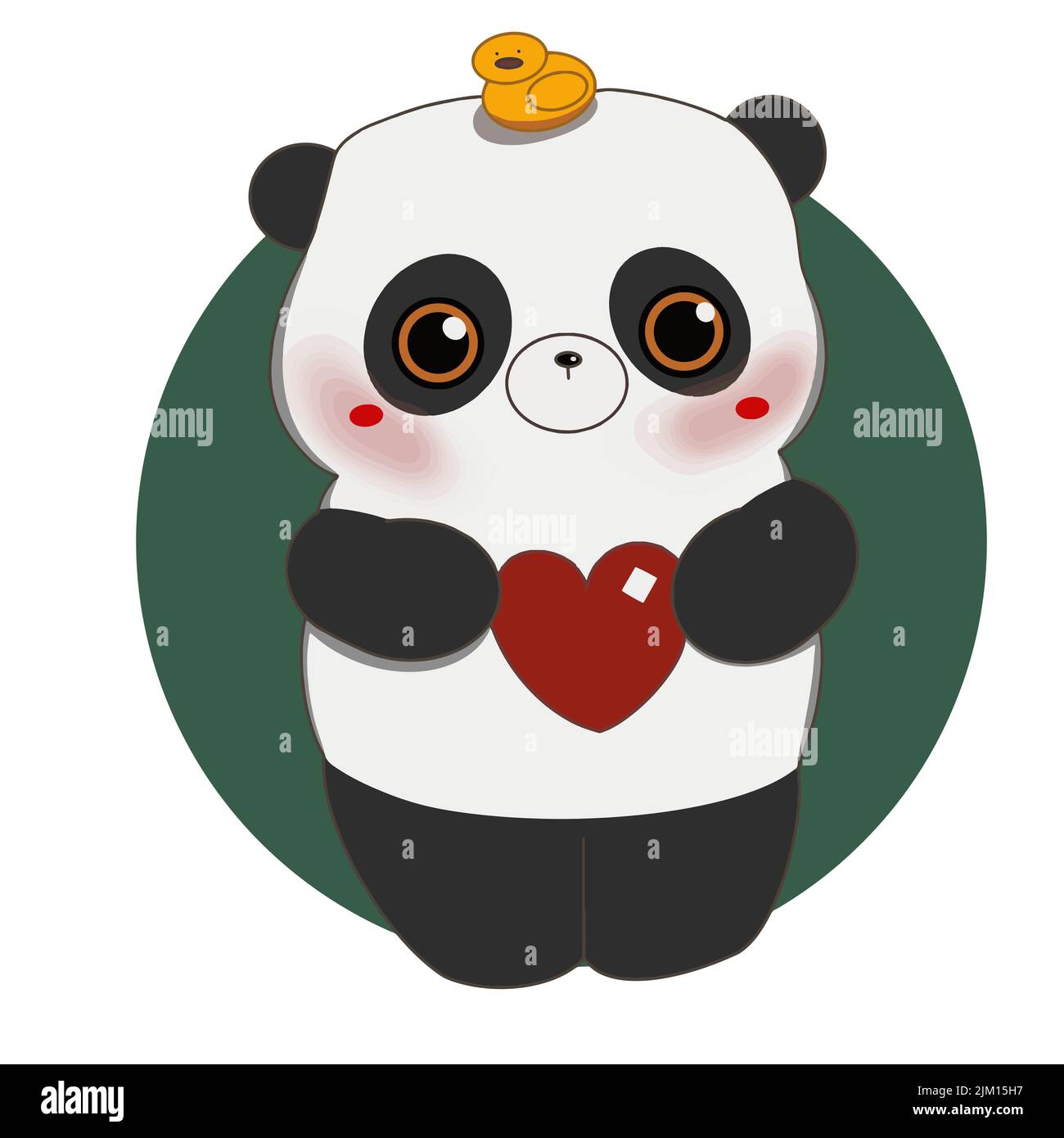 cute chubby panda holds a heart in her paws Stock Vector Image & Art ...