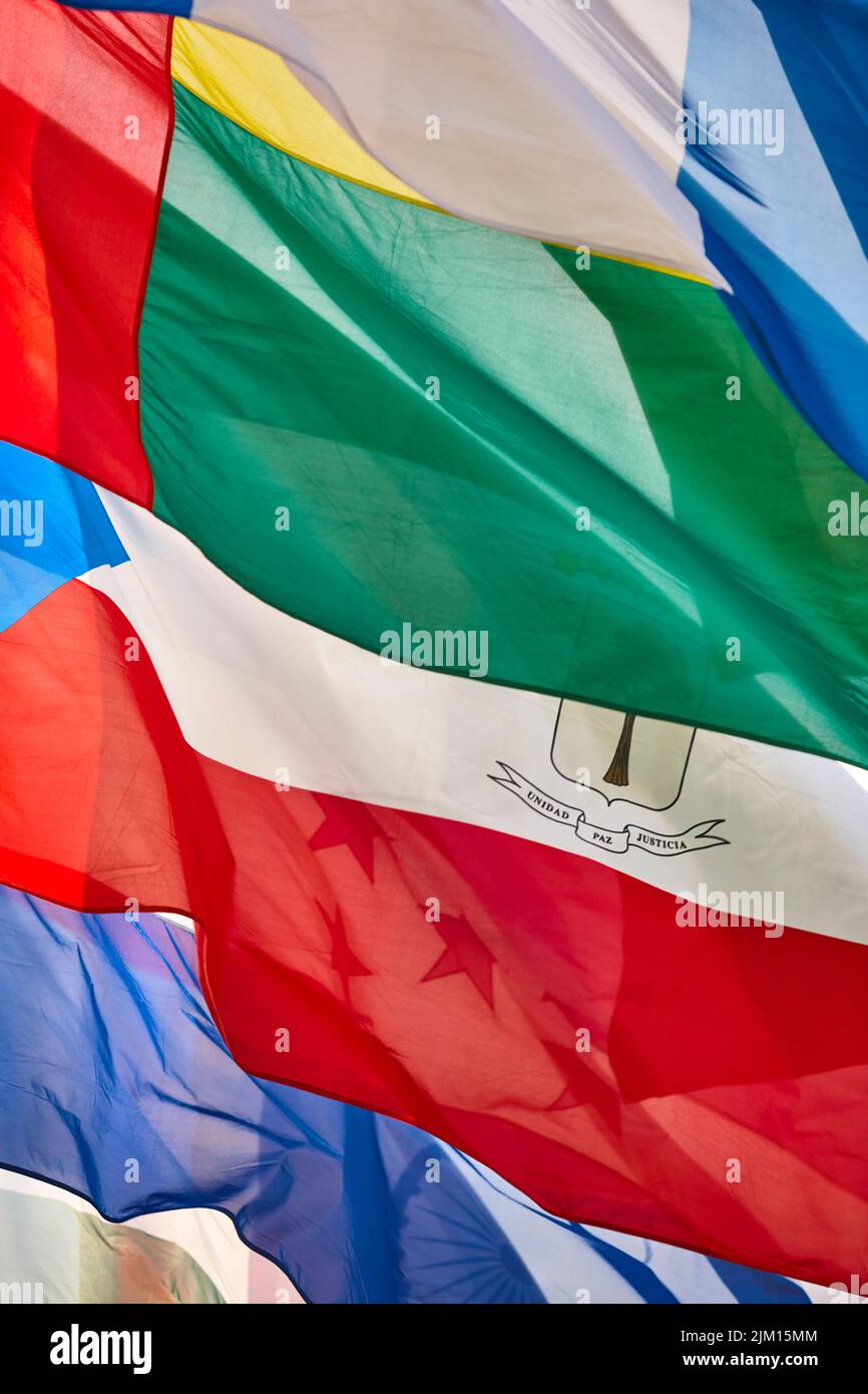 Flags of the word waving in the wind. Nation emblems Stock Photo - Alamy