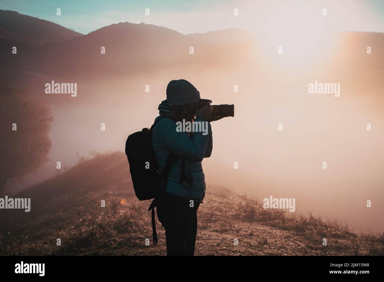 landscape photography workshop photographer with camera outdoors Stock ...