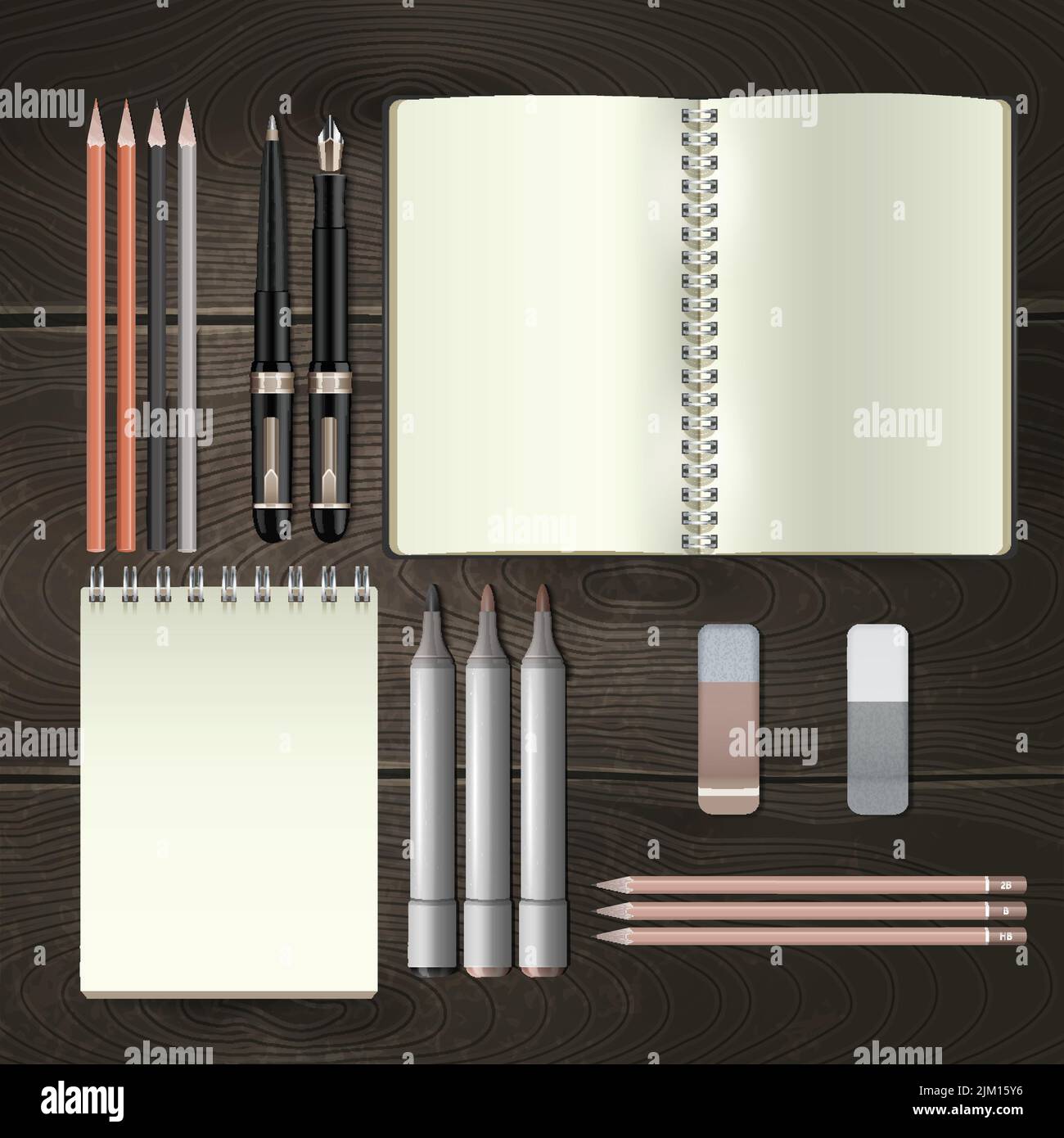 Business stationery tools mockup set with realistic paper notebooks and ...