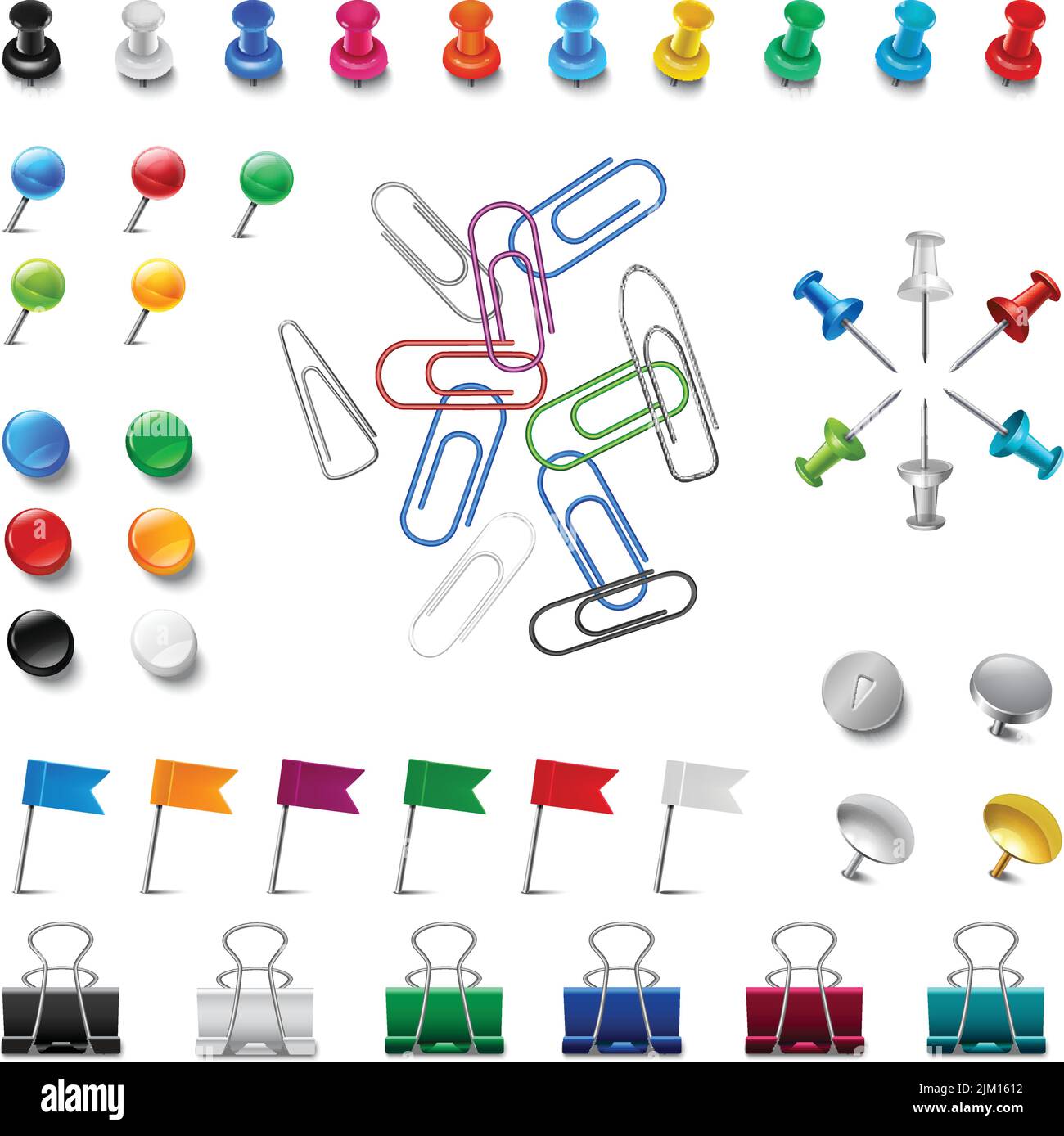 Realistic paper clips push pins hi-res stock photography and images - Alamy