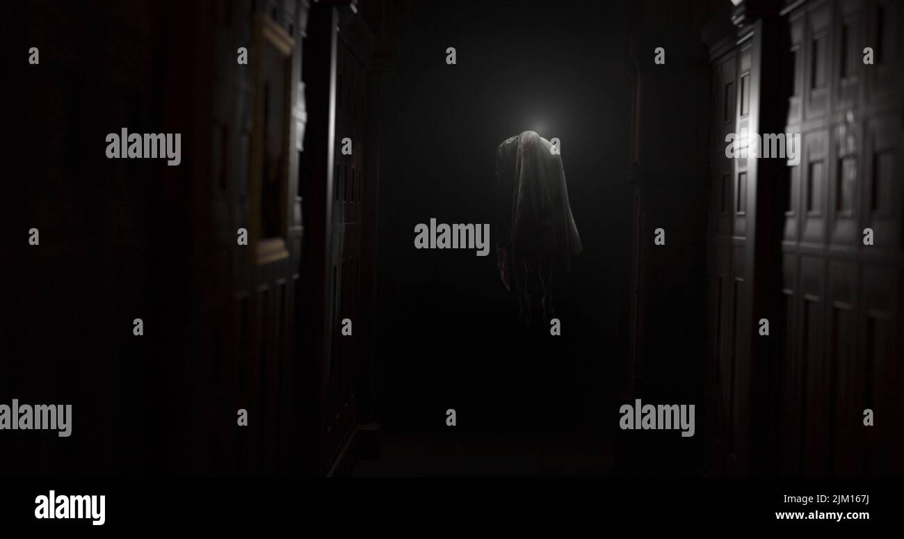 Image of moving ghost and buildings on black background Stock Photo - Alamy