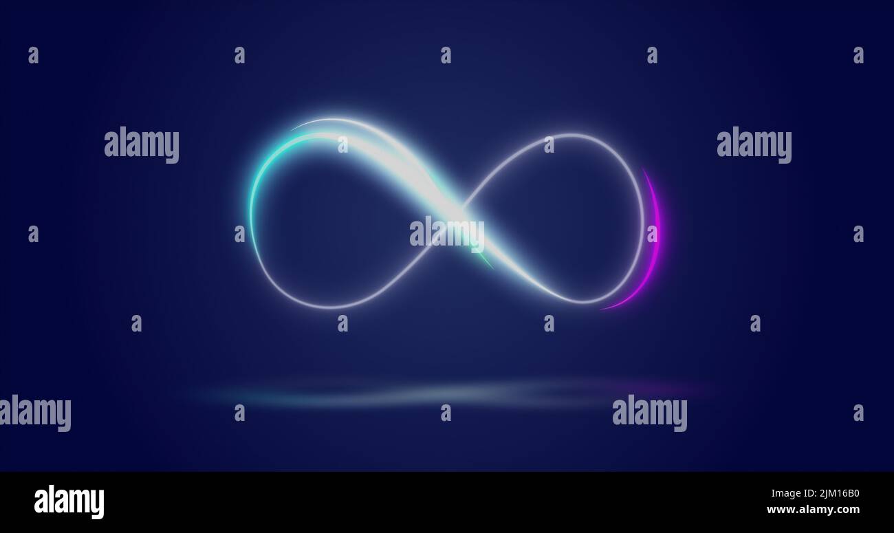 Image of infinity symbol over navy background Stock Photo - Alamy