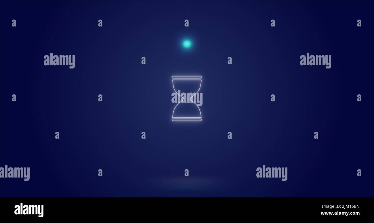 Image of processing circle and hourglass over navy background Stock ...