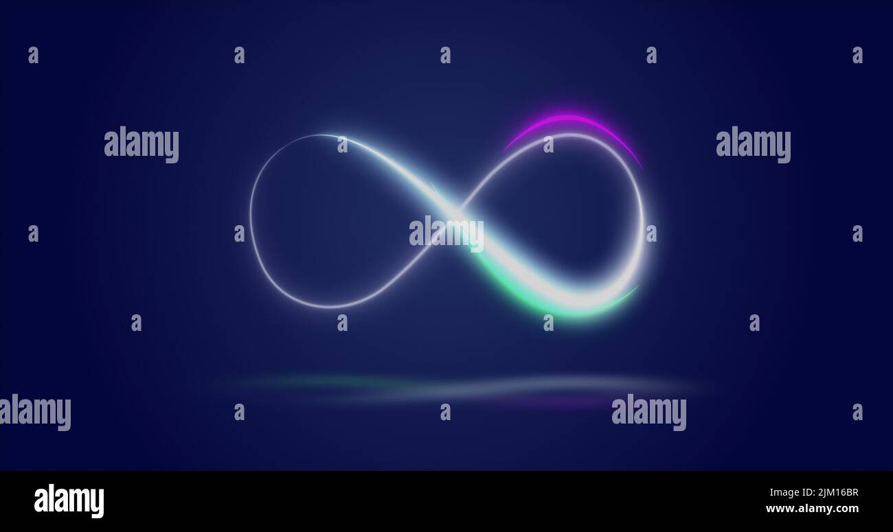 Image of infinity symbol over navy background Stock Photo - Alamy
