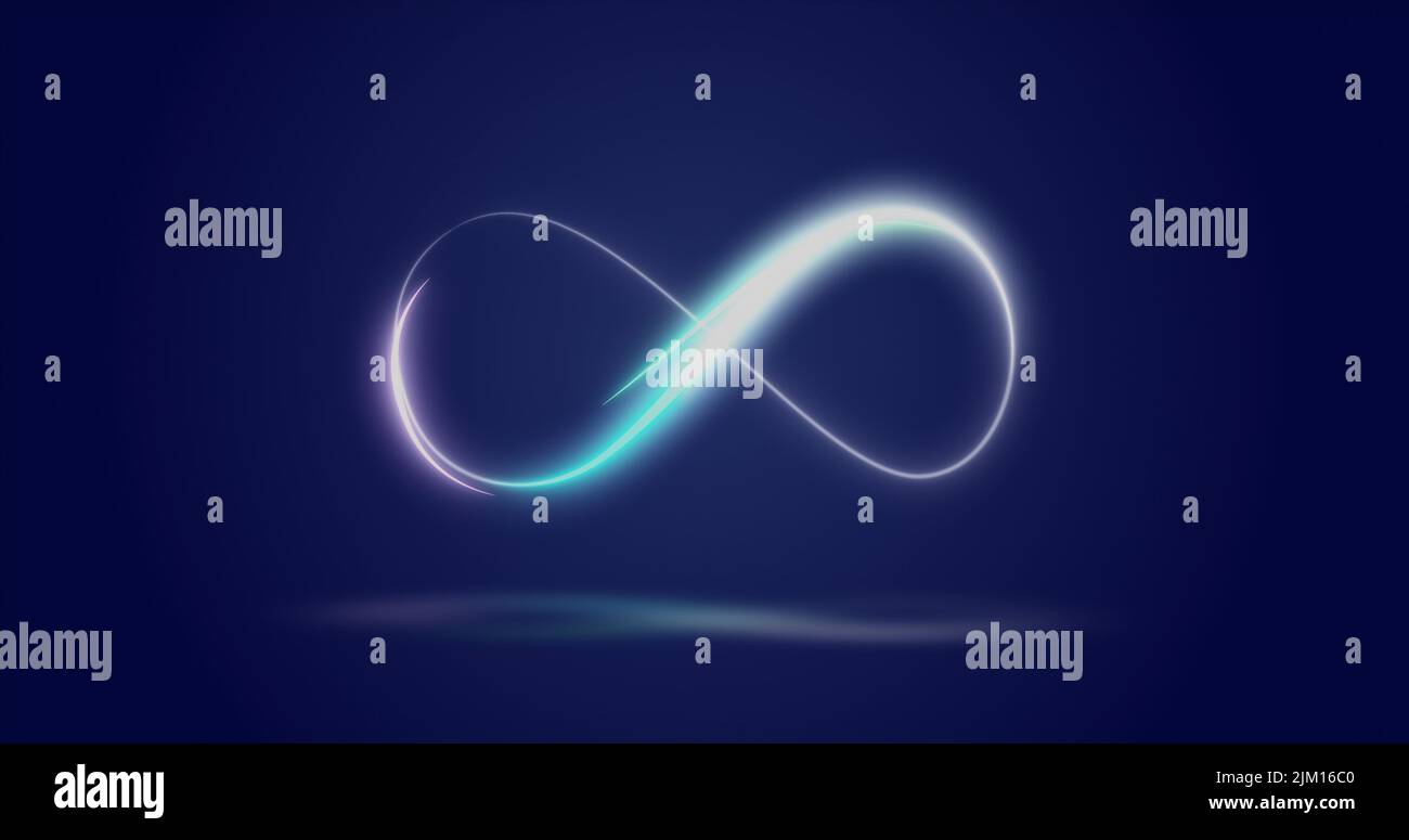 Image of infinity symbol over navy background Stock Photo - Alamy