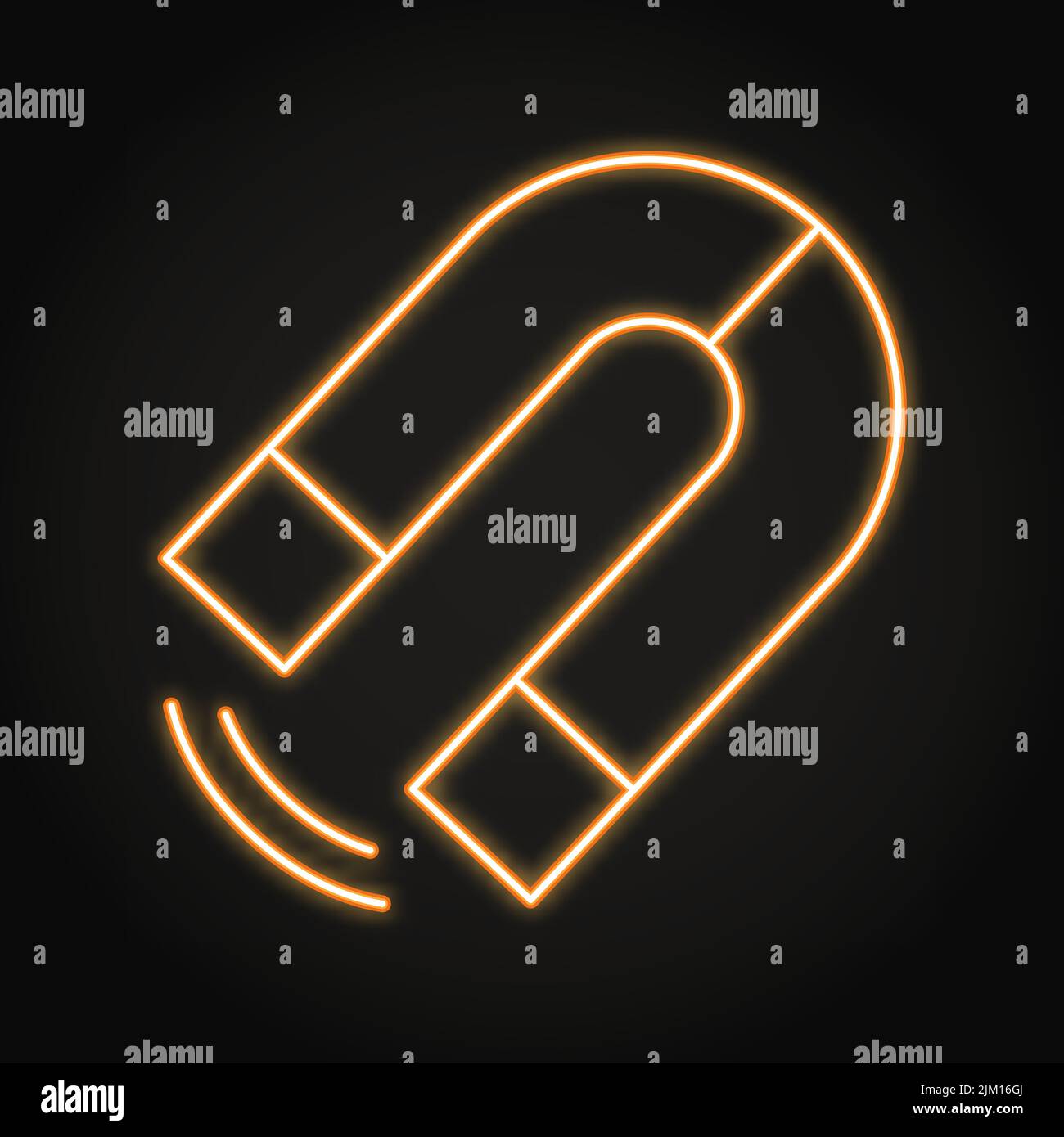 Magnet neon icon in line style. Magnetic force symbol. Law of physics ...