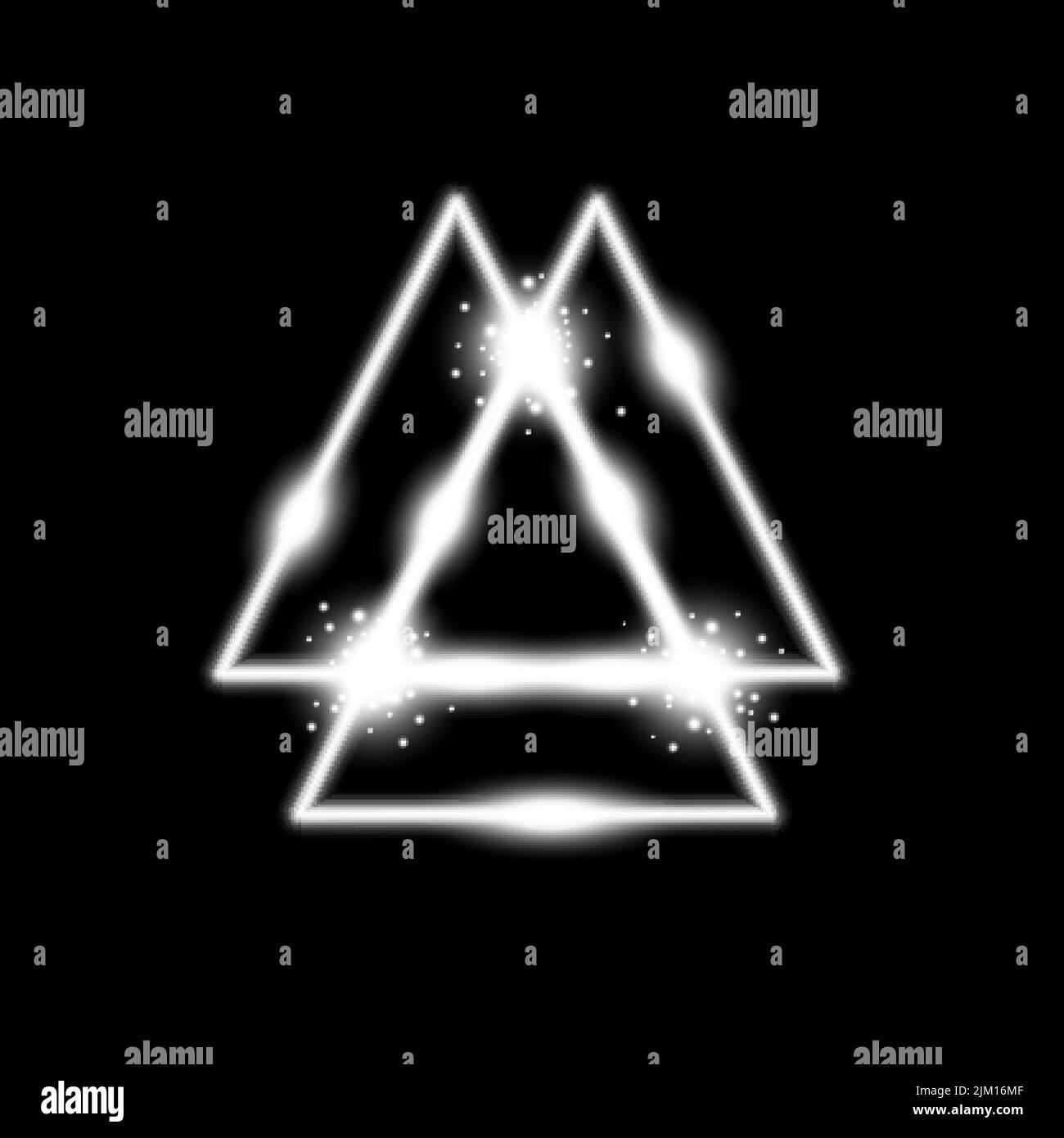 triangle light effect, laser, sparks, neon lights on black background ...